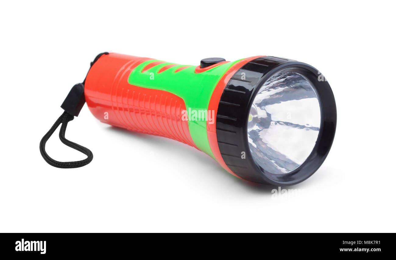 Electric flashlight isolated on white background Stock Photo - Alamy