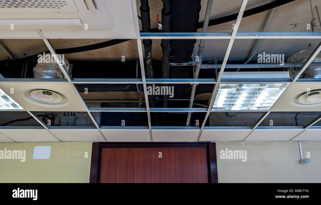 pipeline control Ceiling systems with hidden ceiling of squares Stock ...