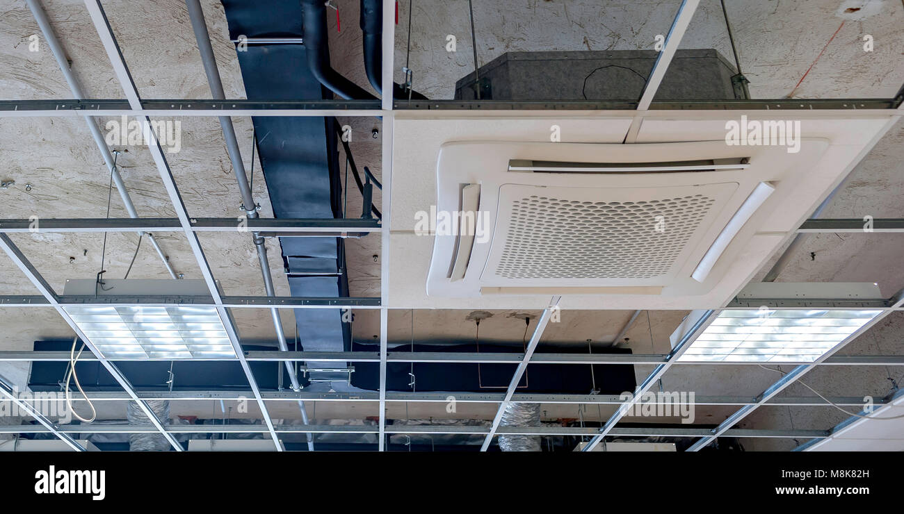 pipeline control Ceiling systems with hidden ceiling of squares Stock ...