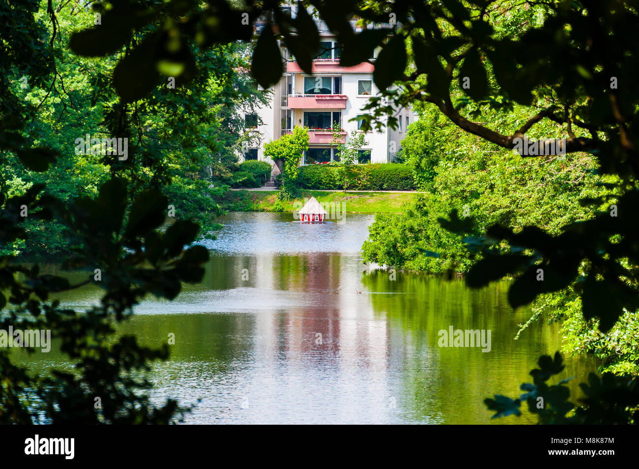 Amazing parks of Bremen, Germany. Natural trees frame surrounding the ...