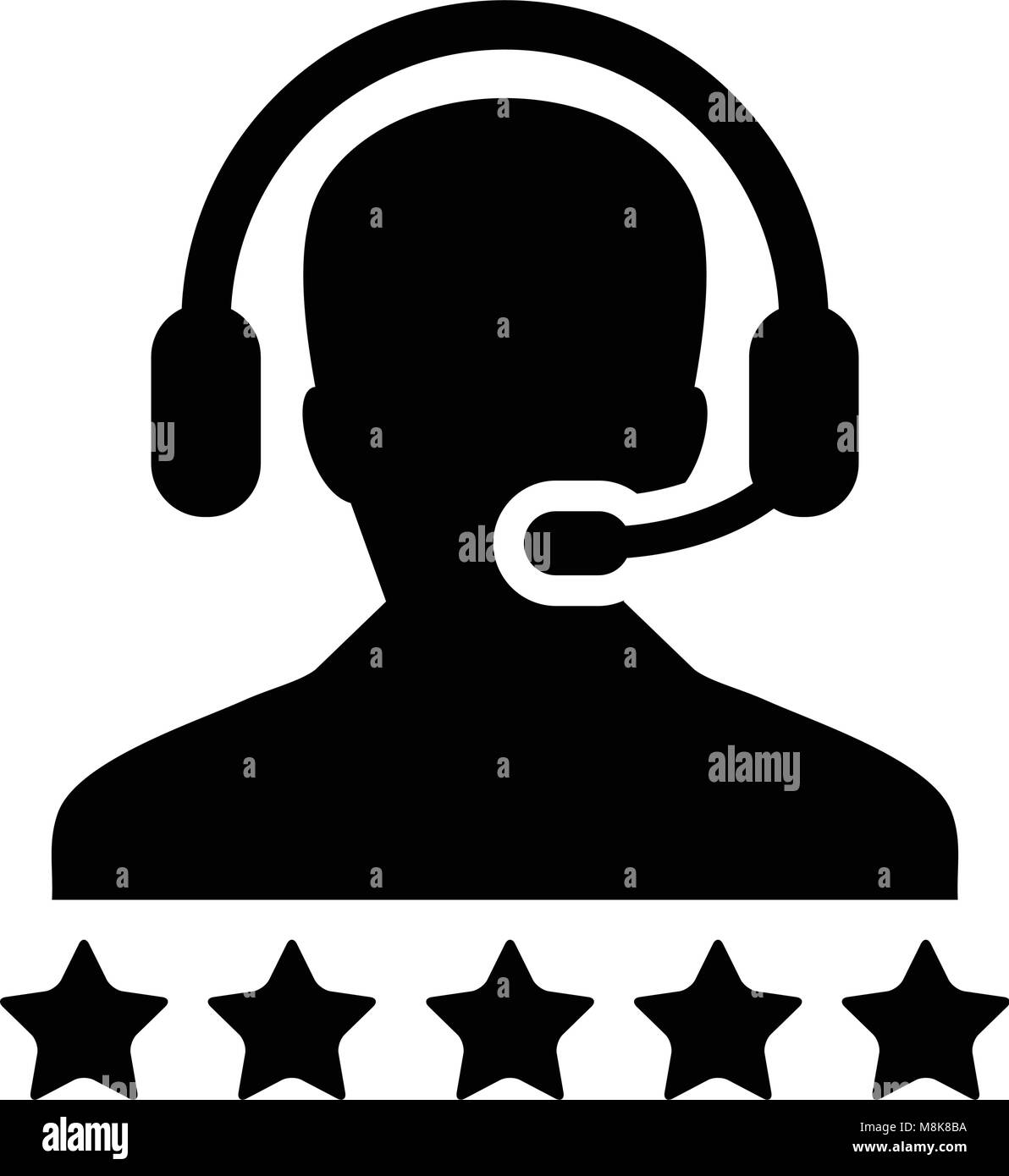 Service Icon Vector Customer Star Ratings for Male Online Support ...