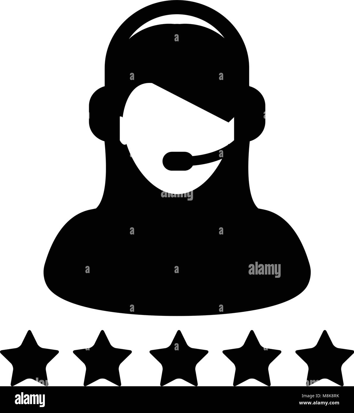 Service Icon Vector Customer Star Ratings for Female Online Support ...