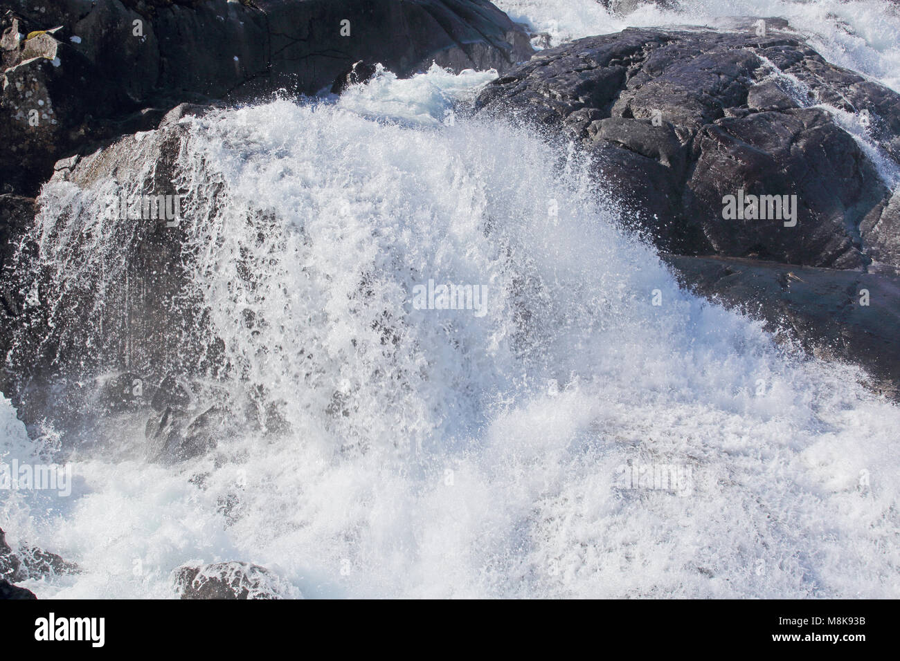 View on Langfossen Langfoss waterfall in summer, Etne, Norway Stock ...