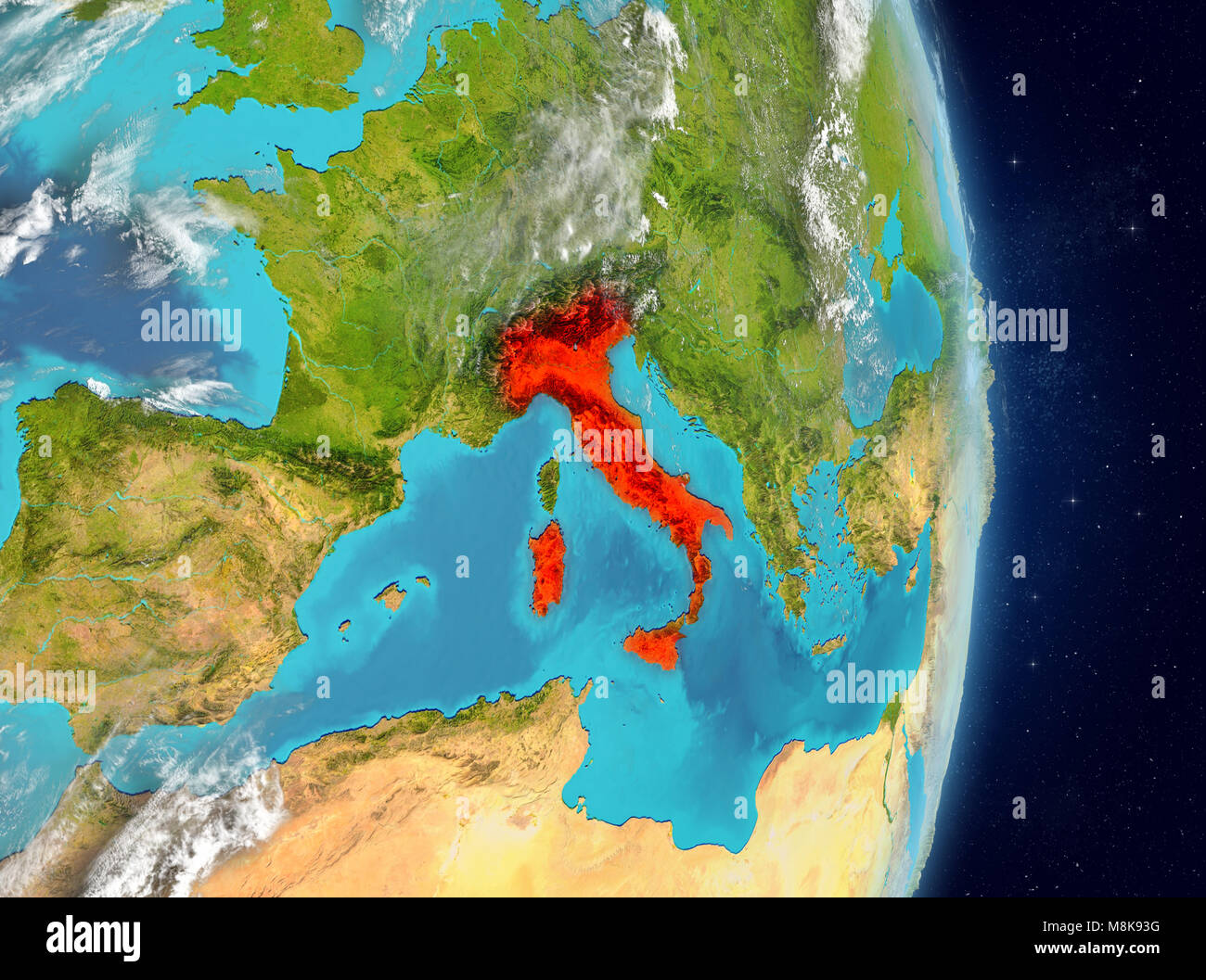 Highlighted satellite image of italy hi-res stock photography and ...
