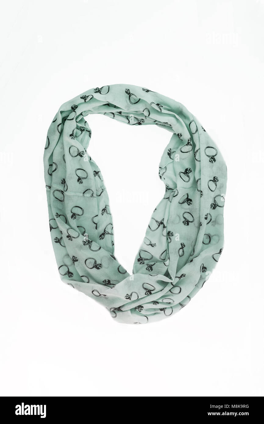 colored with trendy pattern ring scarf-snood, isolated on white ...