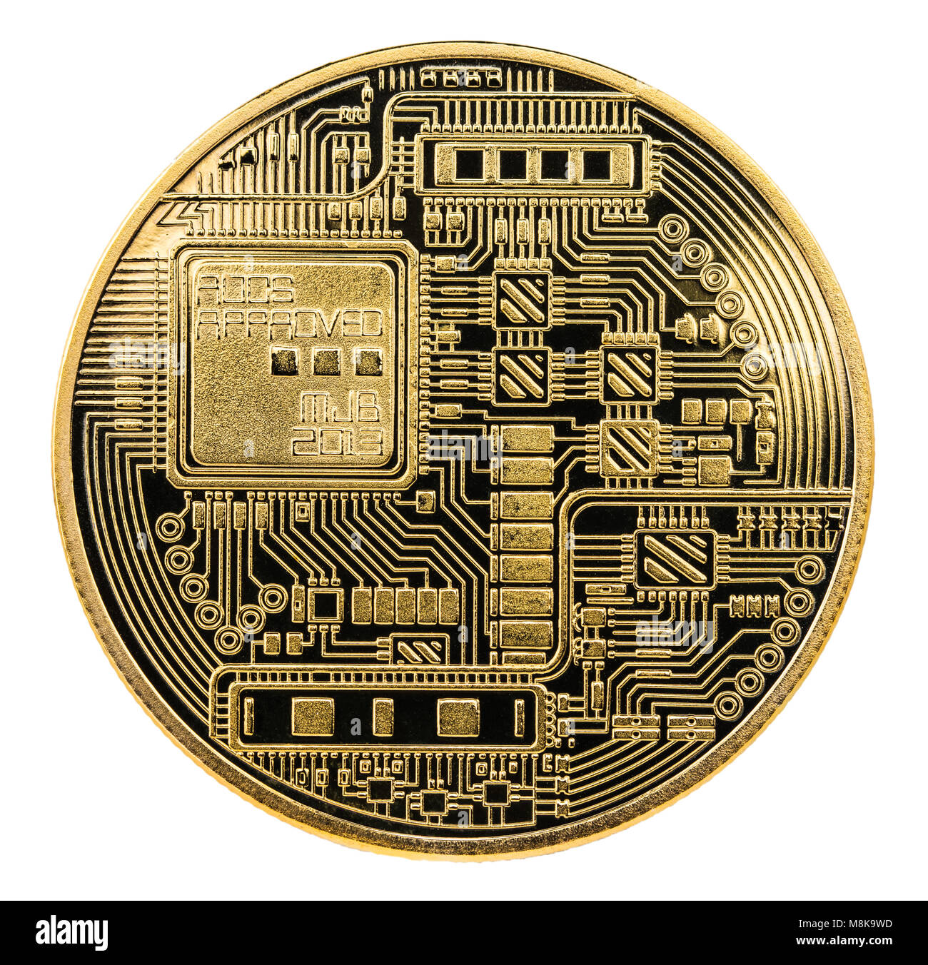 Bitcoin. Physical bit coin. Digital currency. Cryptocurrency. Golden ...