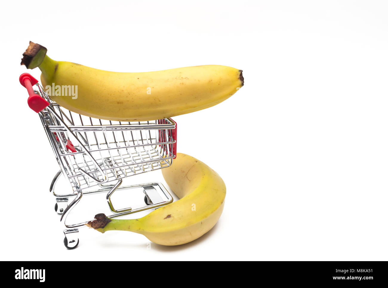Buying a bananas from supermarket, Banana in shopping cart, shoping ...