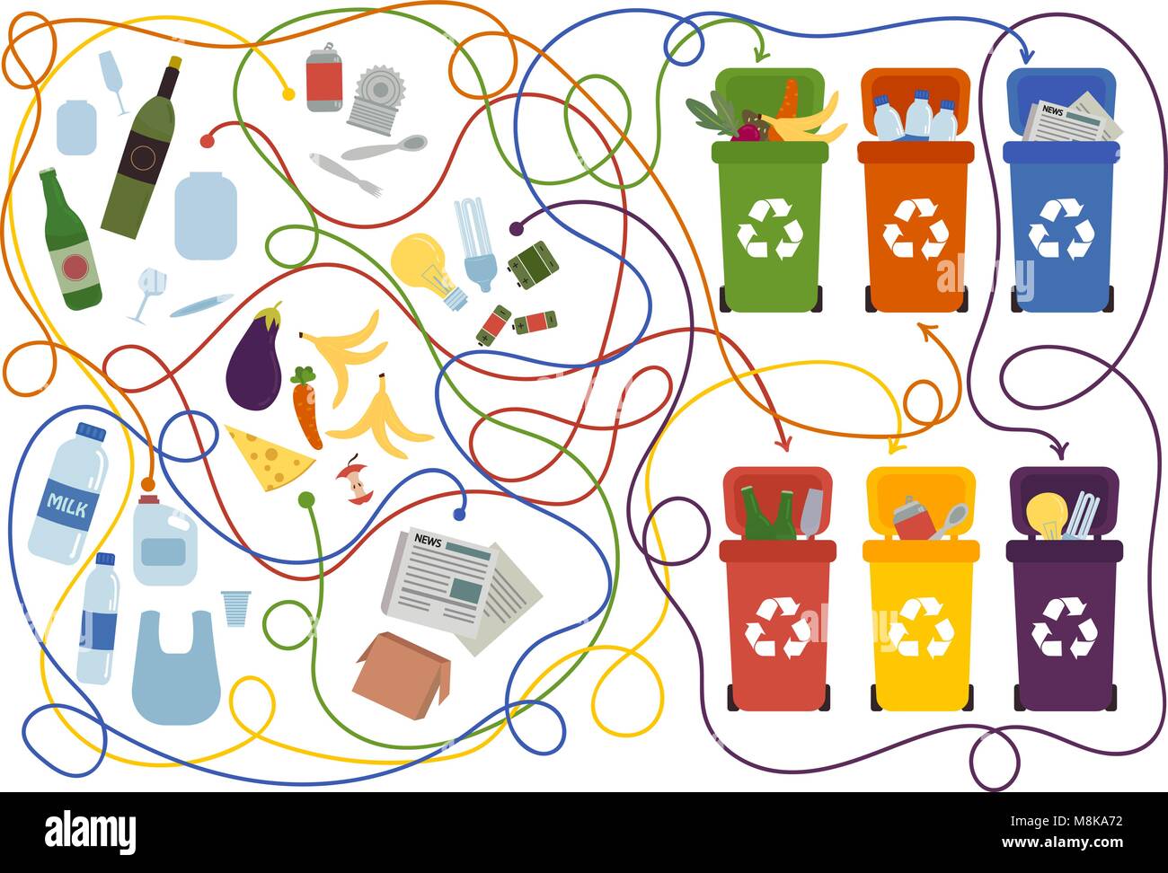 Recycling maze for kids with a solution Stock Vector Image & Art - Alamy