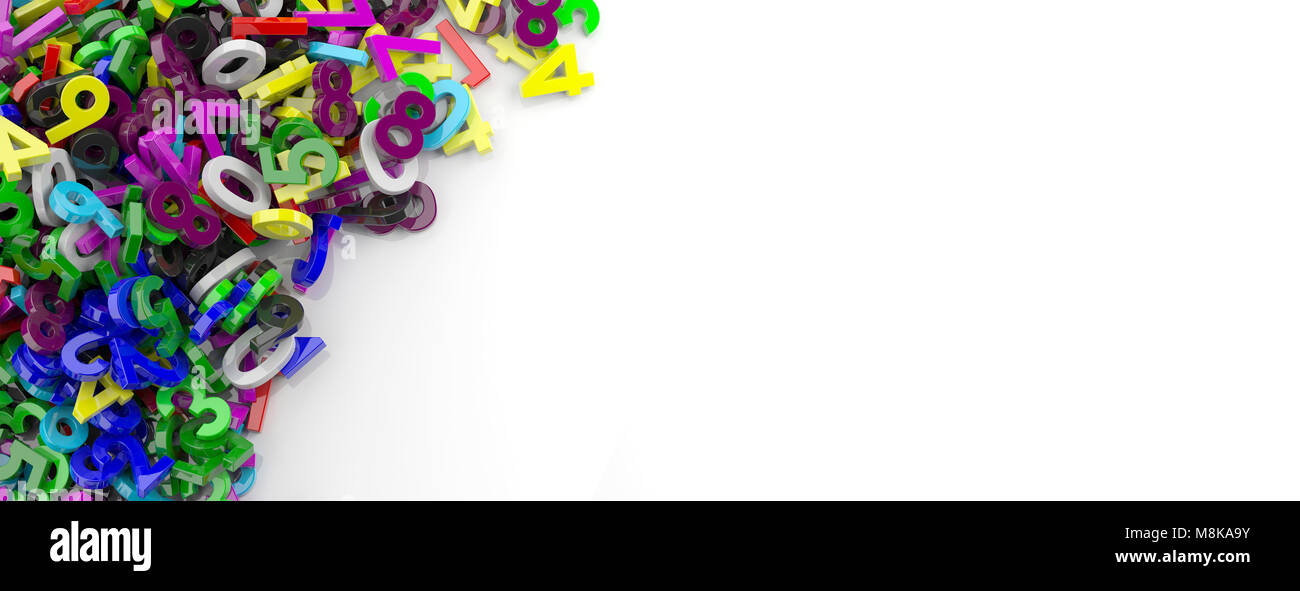 Education, maths, calculation concept. Colorful figures numbers bunch ...