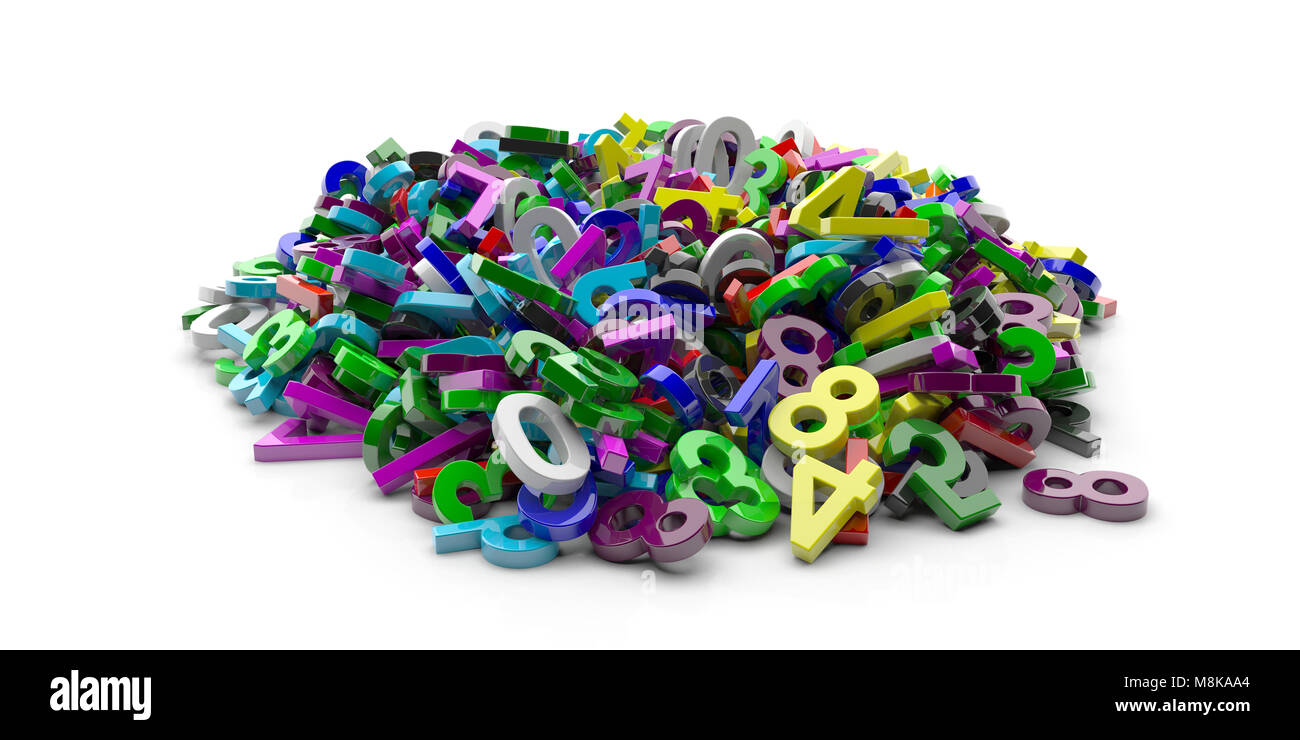 Education, maths, calculation concept. Colorful figures numbers bunch ...