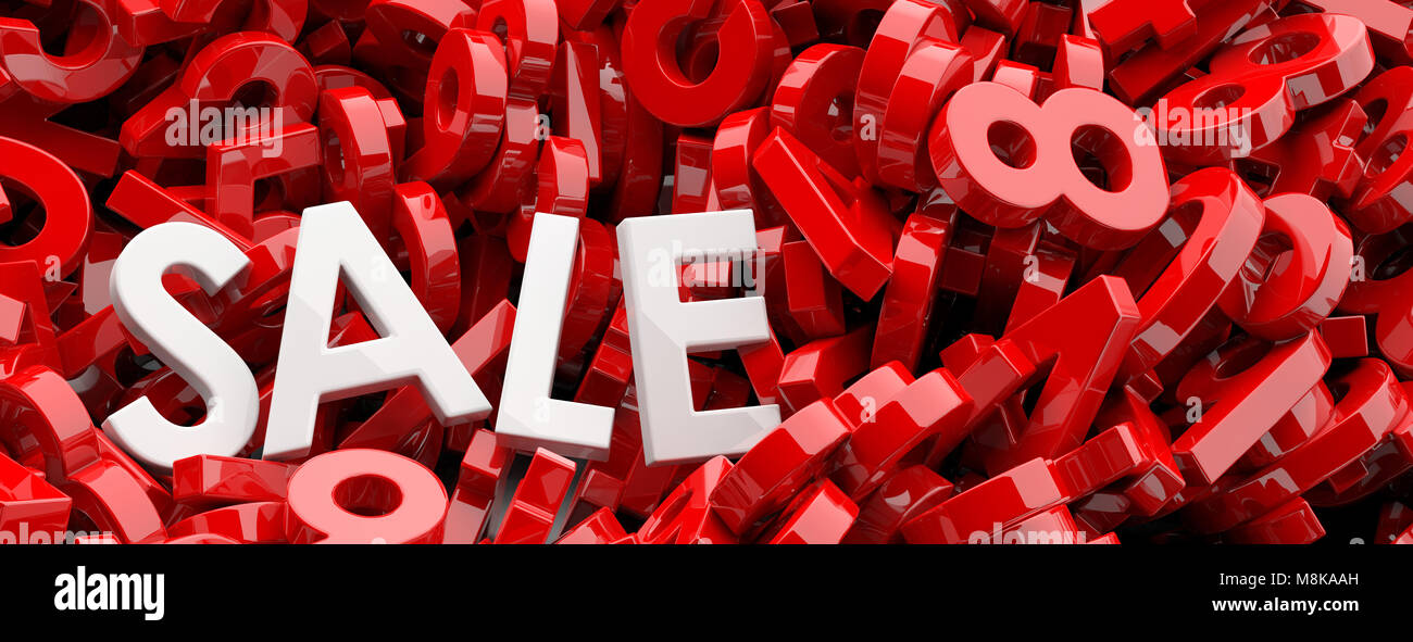 Sale, discount concept. White letters text sale on red numbers figures ...