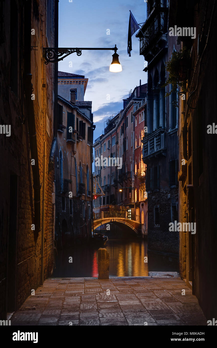 Architecture and landmarks at night in Venice, Italy, Europe Stock ...