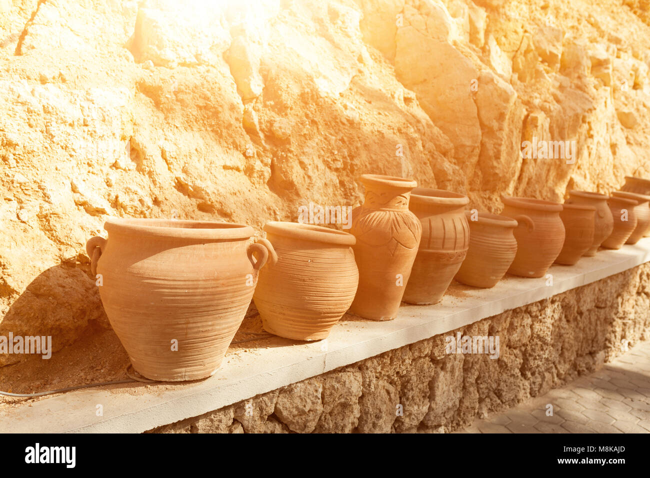 many large clay pots standing in a row outdoor Stock Photo - Alamy