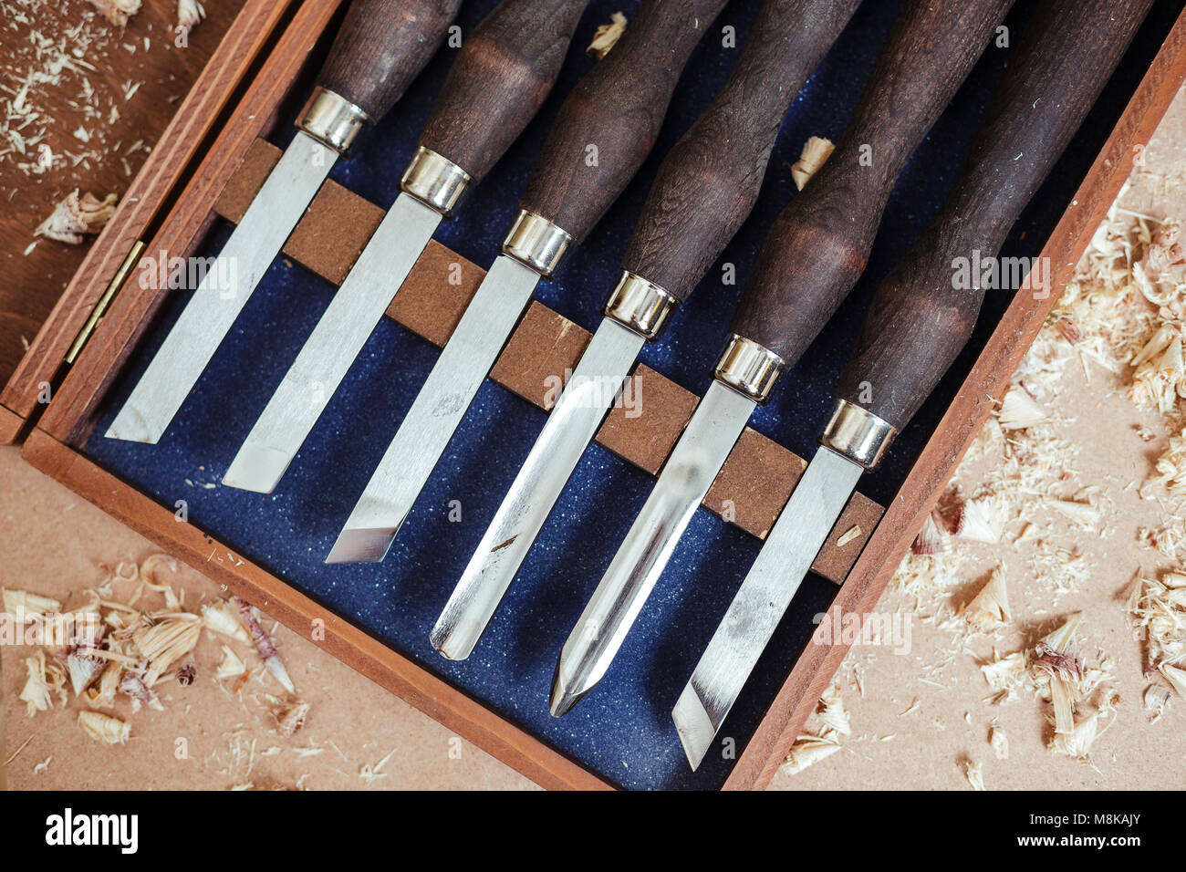Set of carpenter tools on the wood table background Stock Photo - Alamy