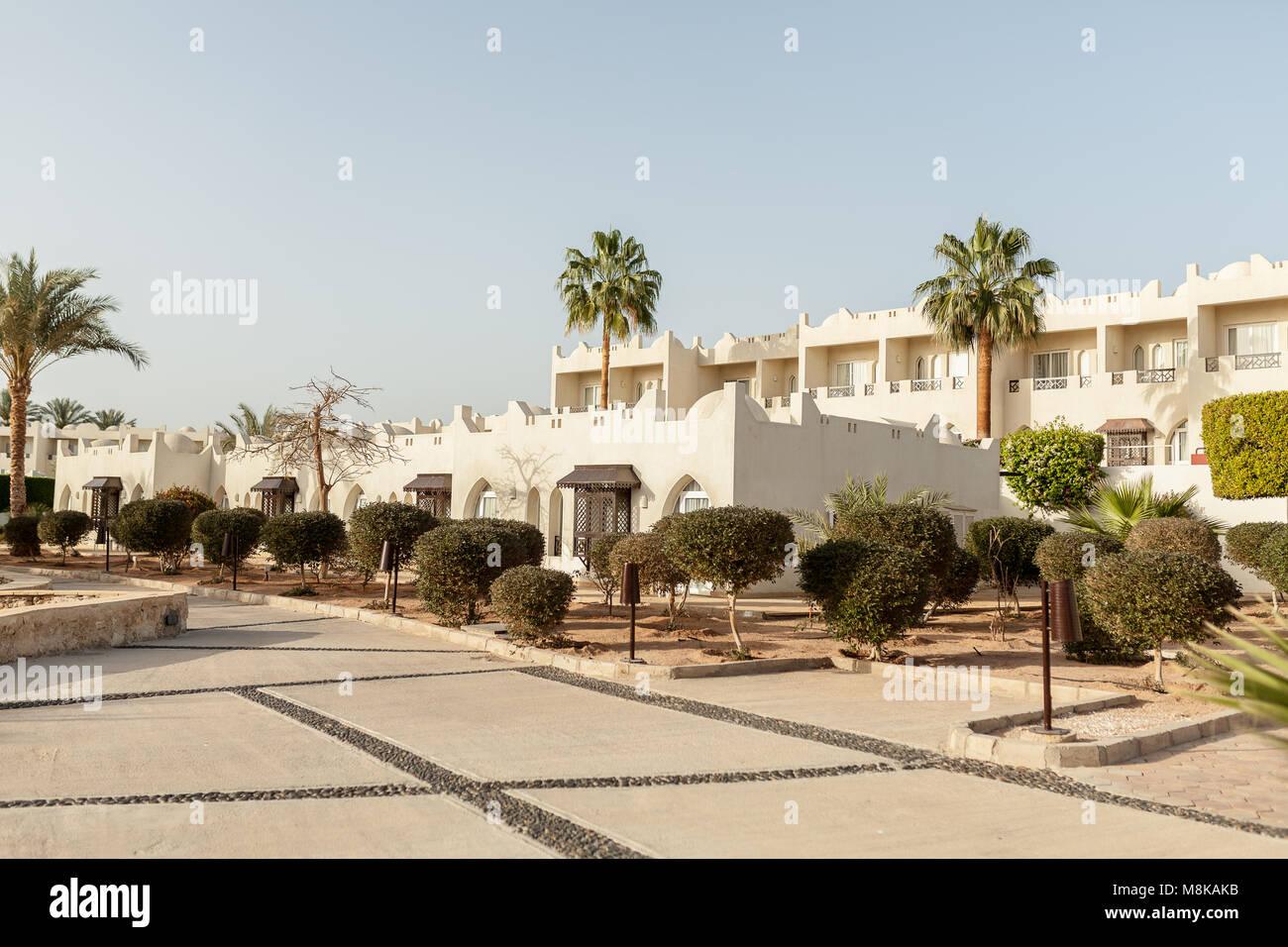 tropical luxury resort hotel Arab architecture with palm Summer time ...