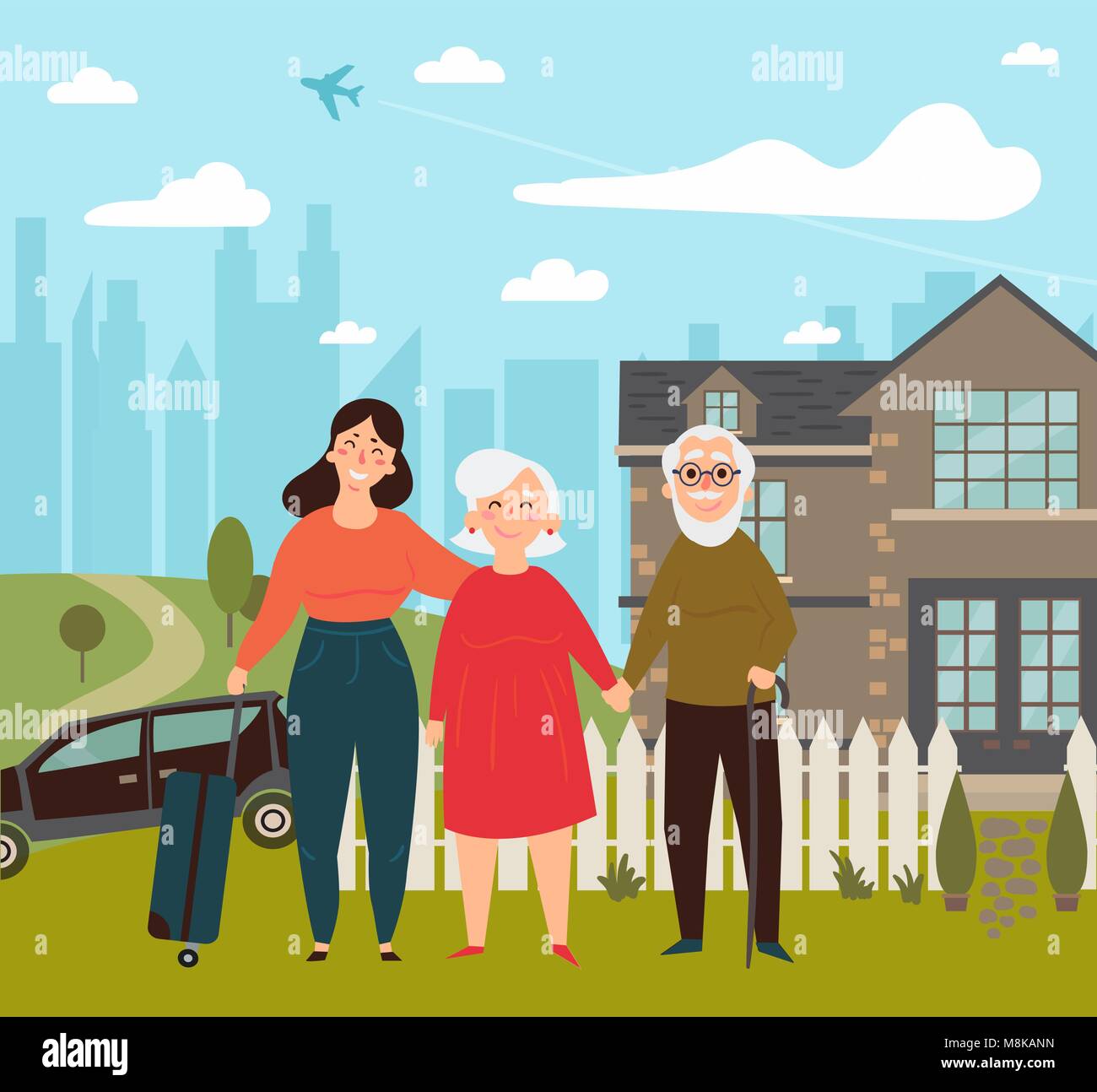 Daughter came on her weekend to her parents Stock Vector Image & Art ...