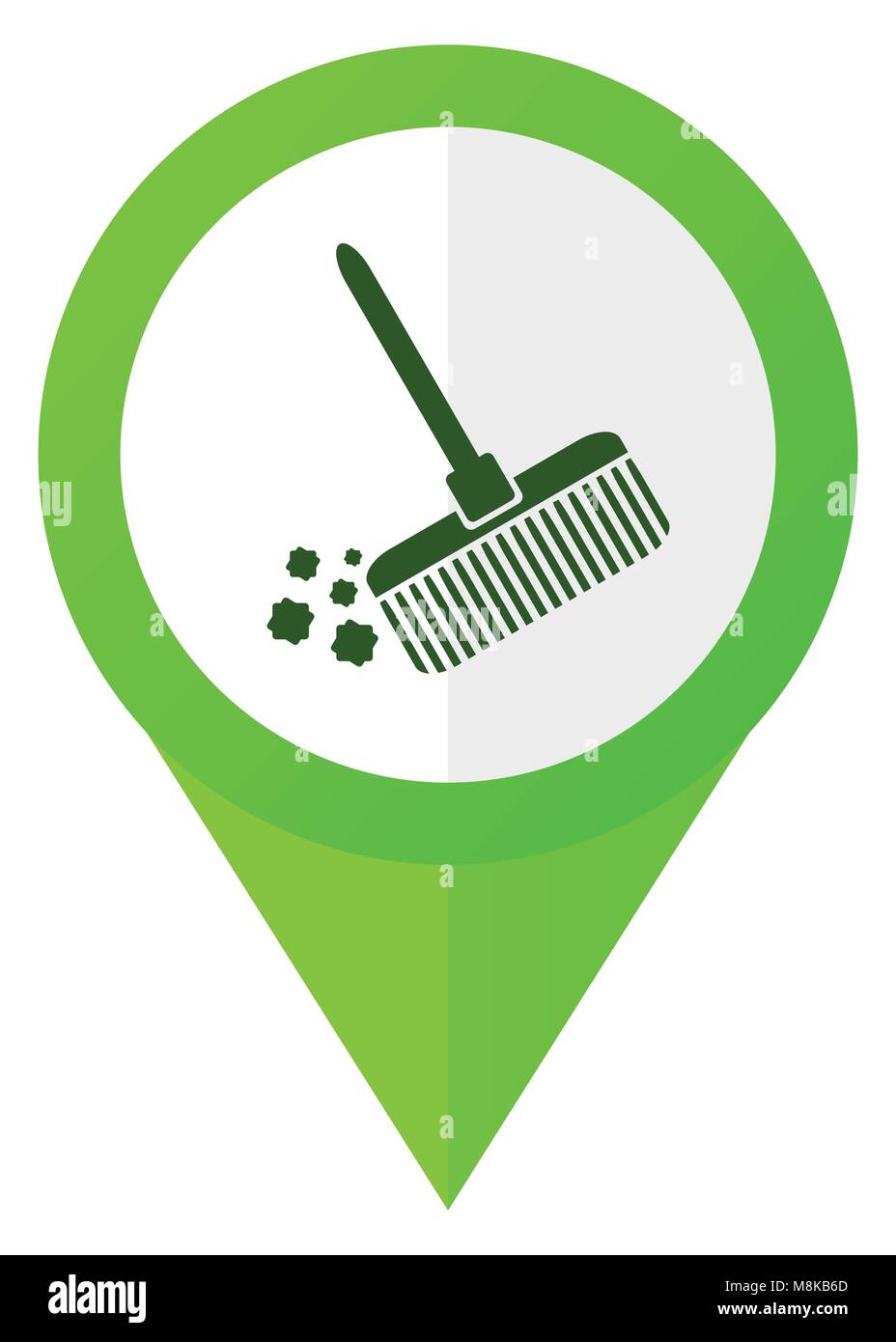 Broom green pointer vector icon in eps 10 isolated on white background ...