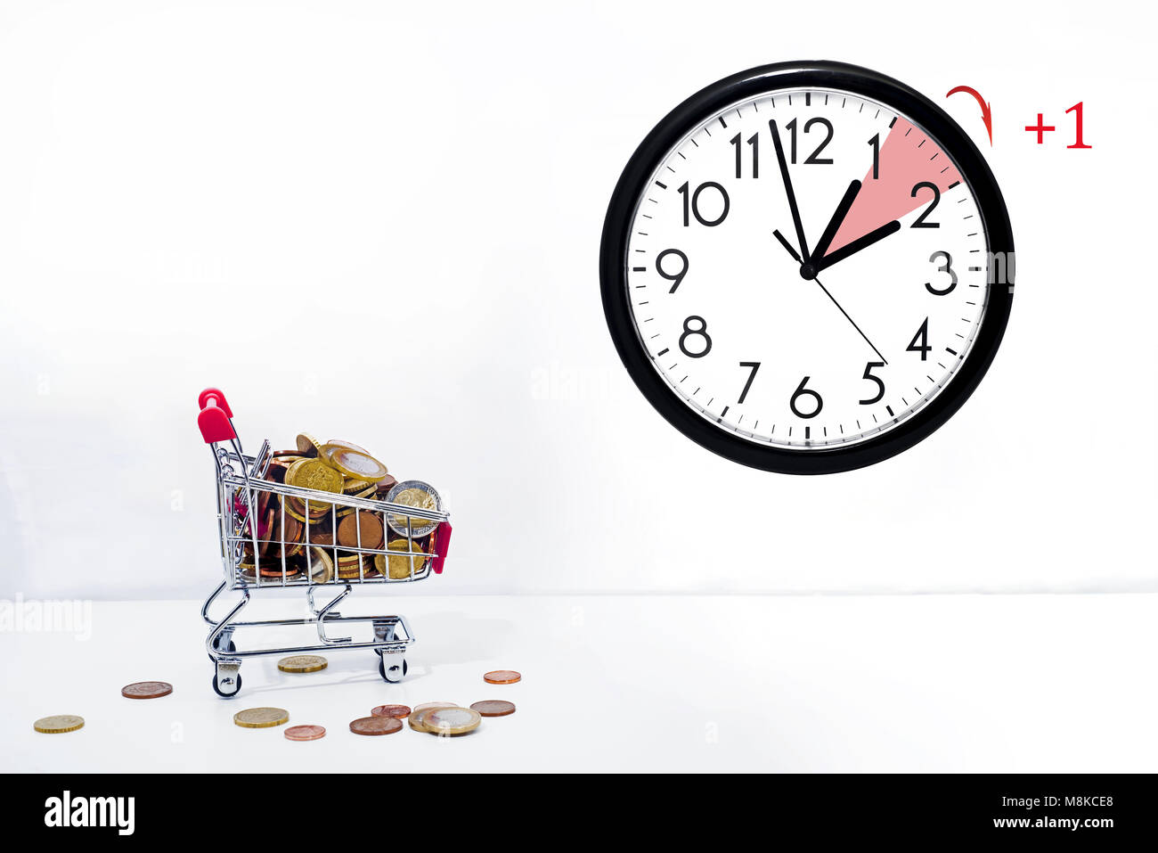 Daylight Saving Time. DST. Wall Clock going to winter time. Turn time ...