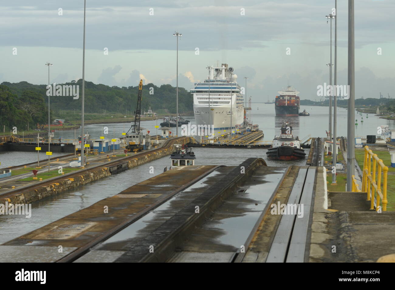 Coral Princess cruise ship passes through the Panama Canal Stock Photo ...