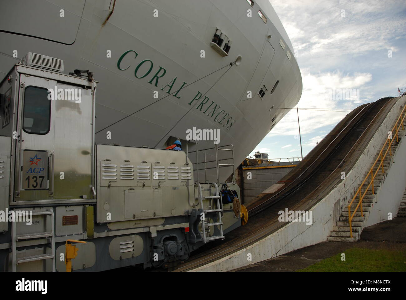 Coral Princess cruise ship passes through the Panama Canal Stock Photo ...
