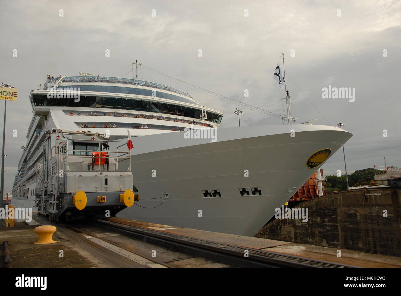 Coral Princess cruise ship passes through the Panama Canal Stock Photo ...