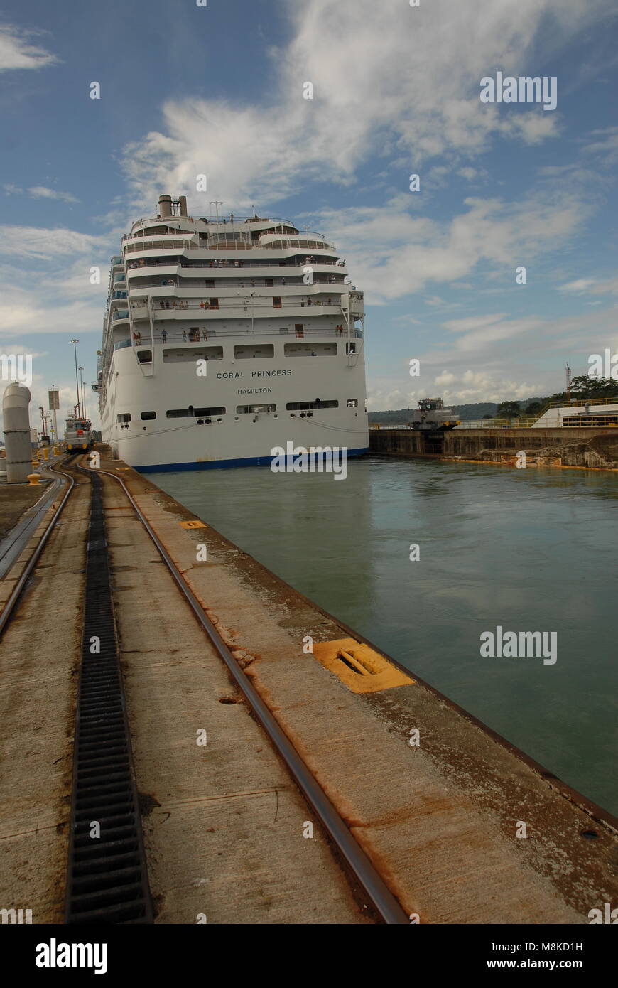 Coral Princess cruise ship passes through the Panama Canal Stock Photo ...