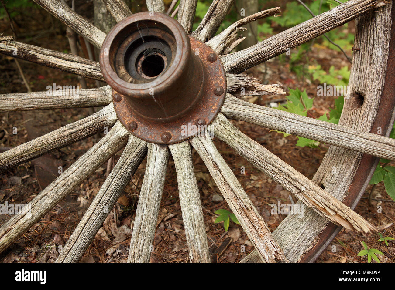 old vintage wagon wheel rusted Stock Photo - Alamy
