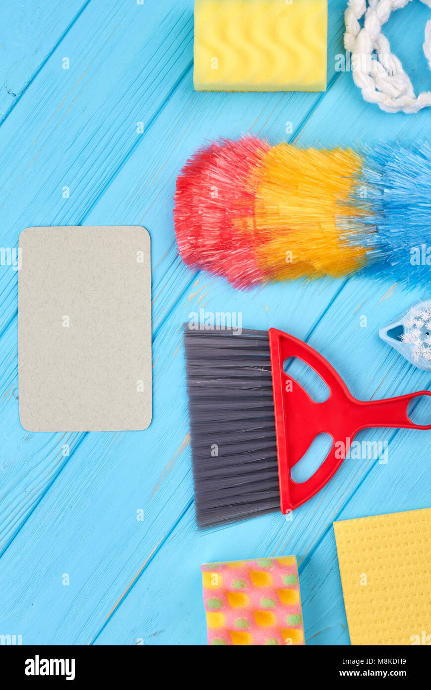 House cleaning products, vertical image Stock Photo - Alamy