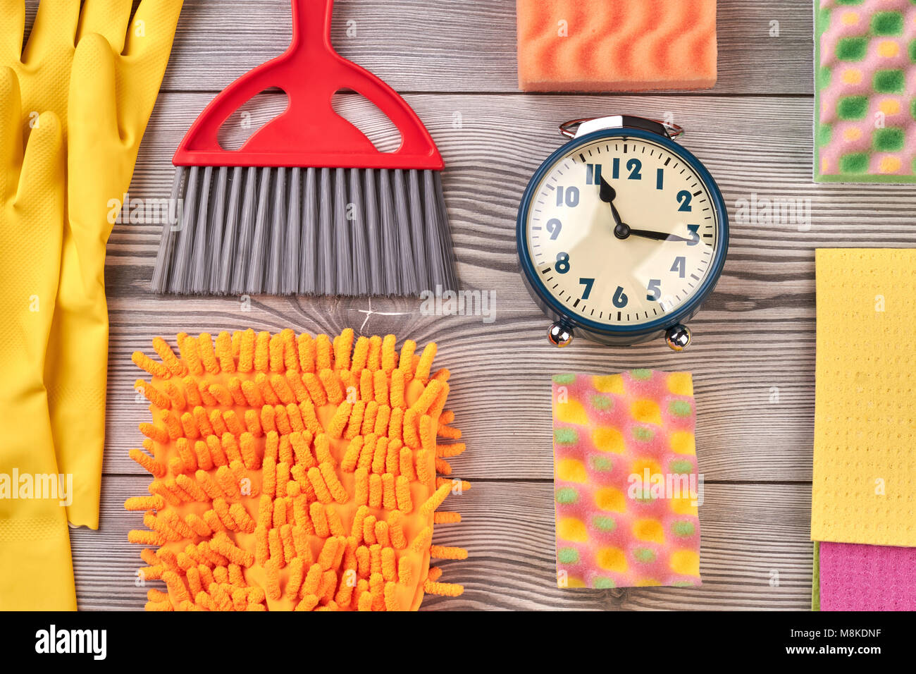 Set of house cleaning items, top view Stock Photo - Alamy