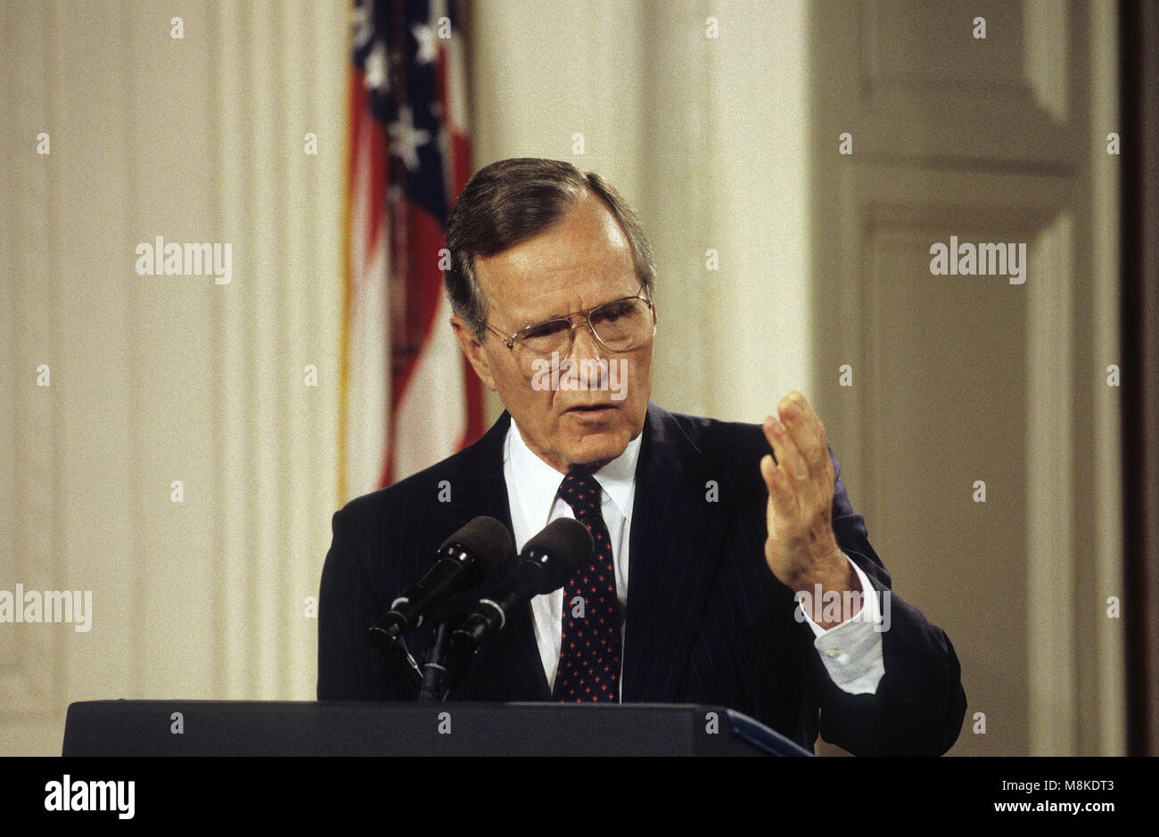 Washington DC., USA, June 4, 1992 President George H.W. Bush answers ...
