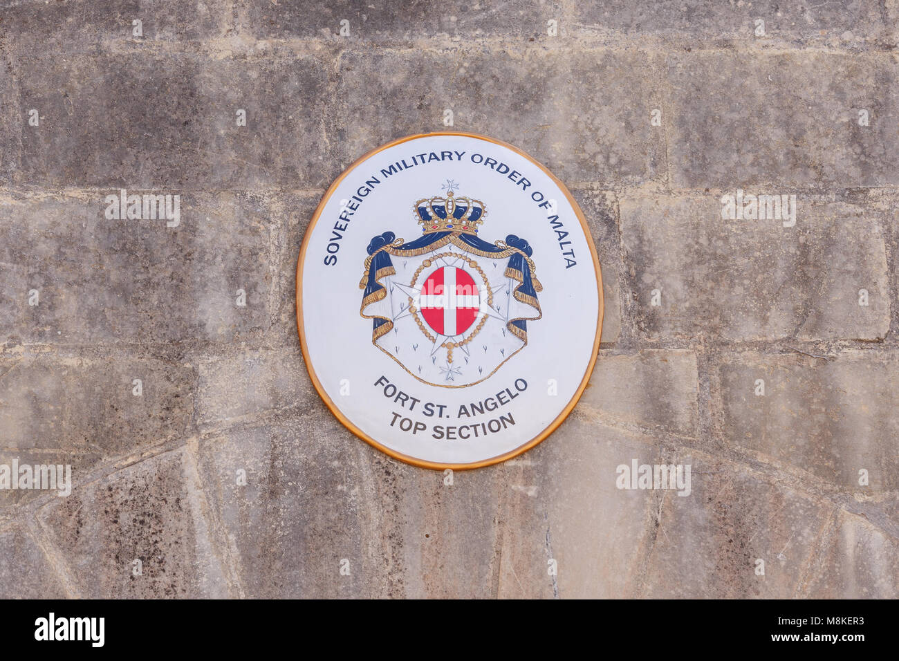Diplomatic crest of the Order of Malta above the gate to the top ...