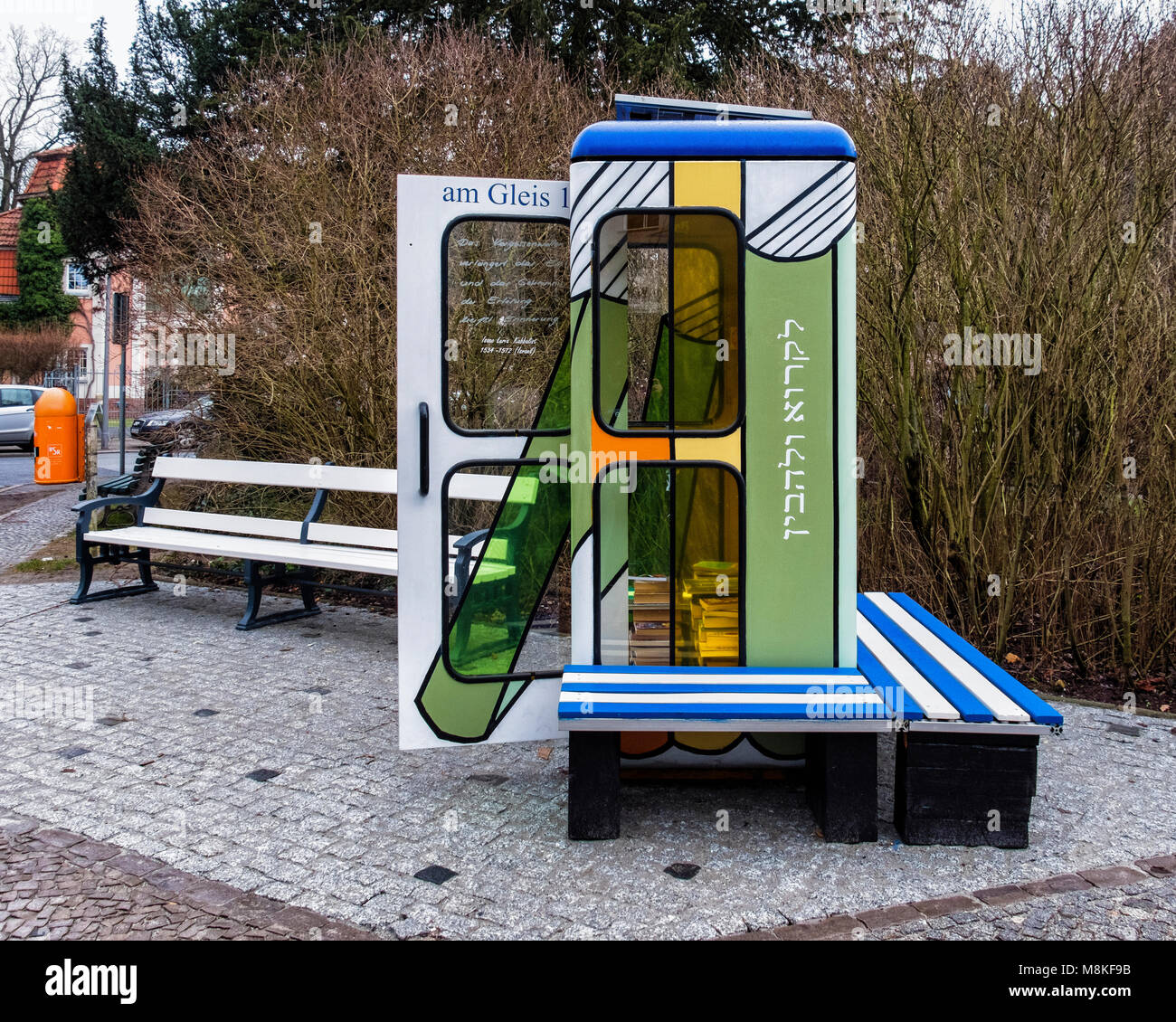 Berlin-Grunewald.Telephone kiosk,BücherboXX,book box. A small ‘honesty ...
