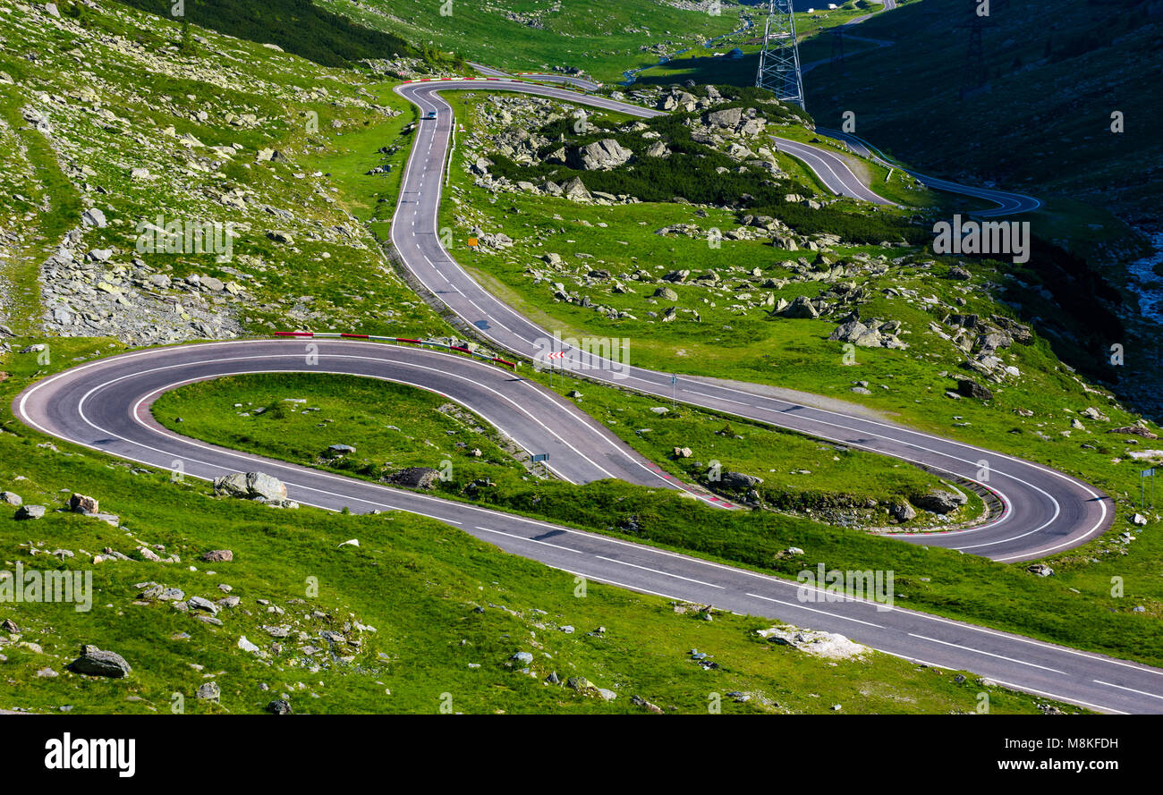 serpentine road in Fagarasan mountains. lovely transportation ...