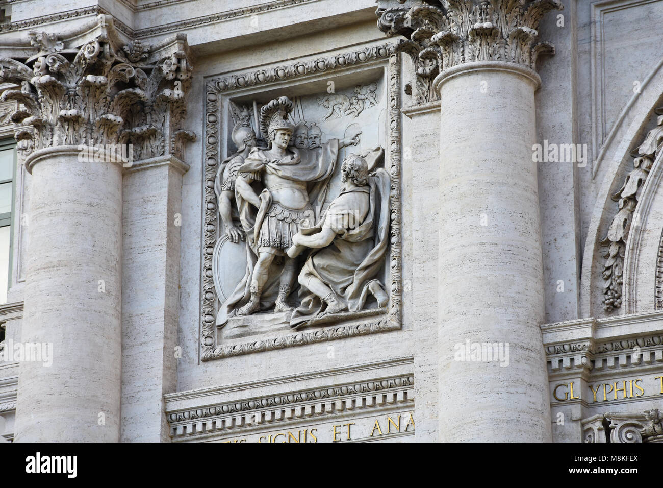 Rome, Italy. February 11, 2017. Sculptures on the Palazzo Poli (Poli ...