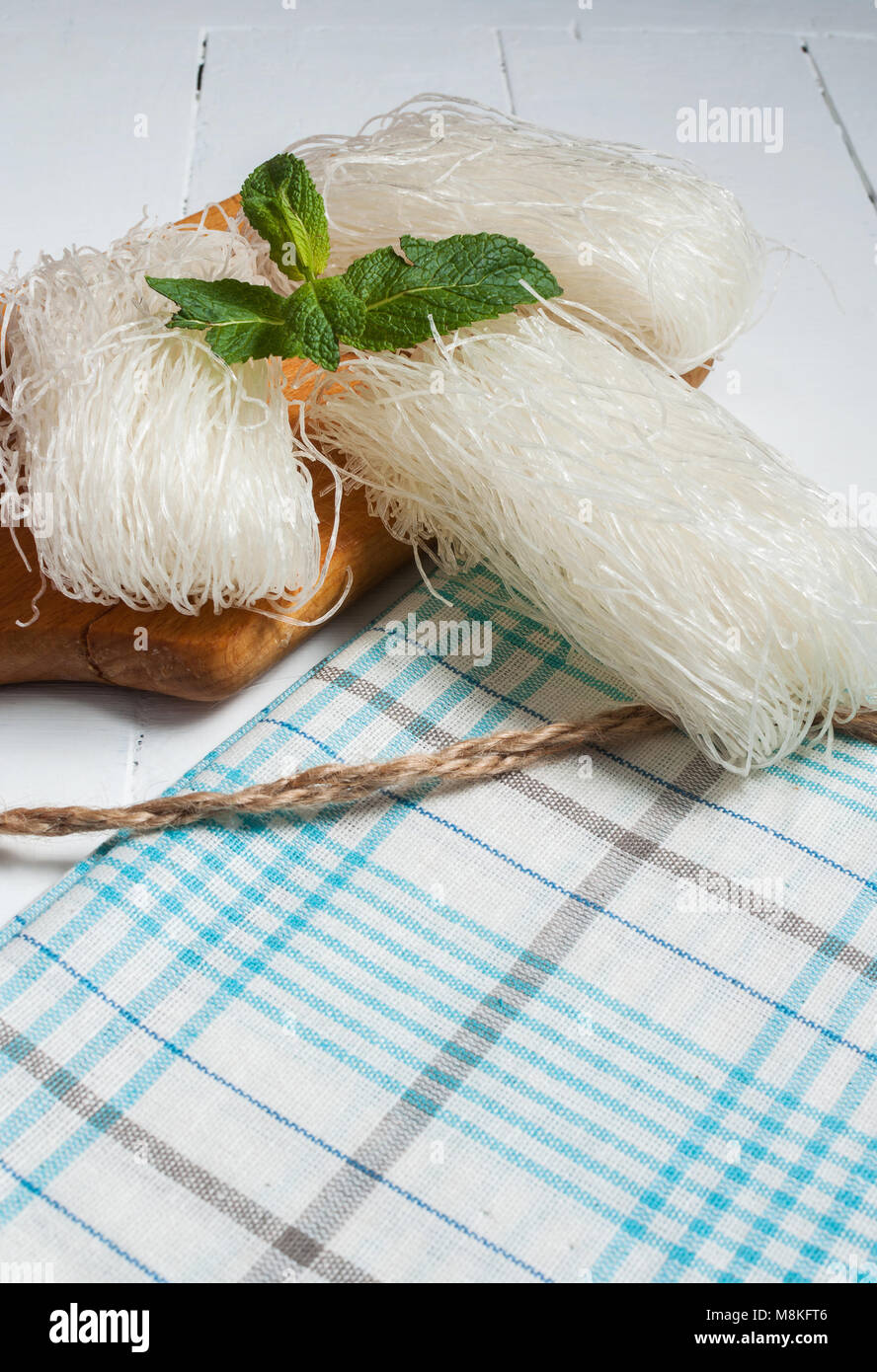 Funchoza. Chinese noodles of legumes. Close up Stock Photo - Alamy