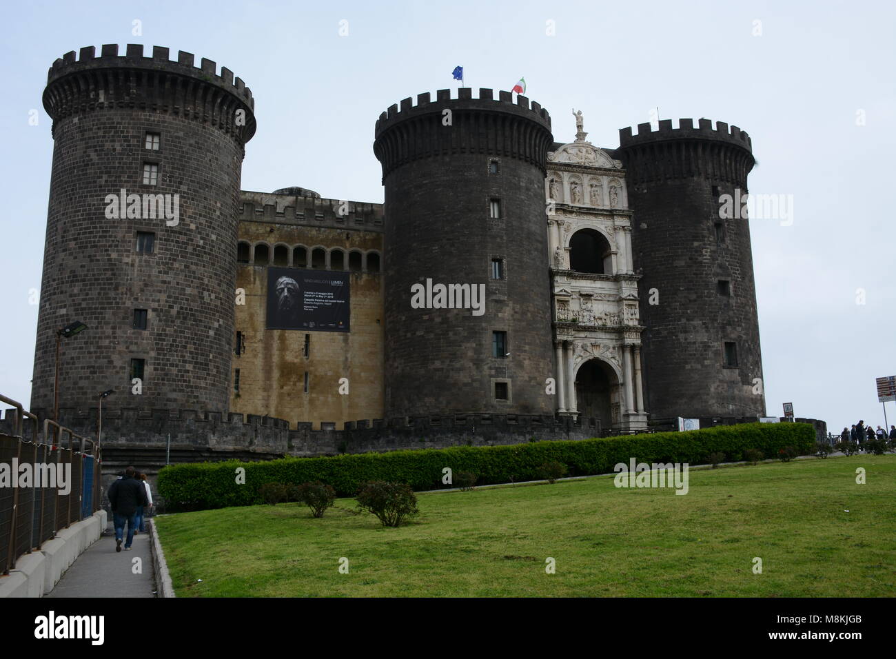 Naples, Italy. Castel Nuovo, often called Maschio Angioino a medieval ...