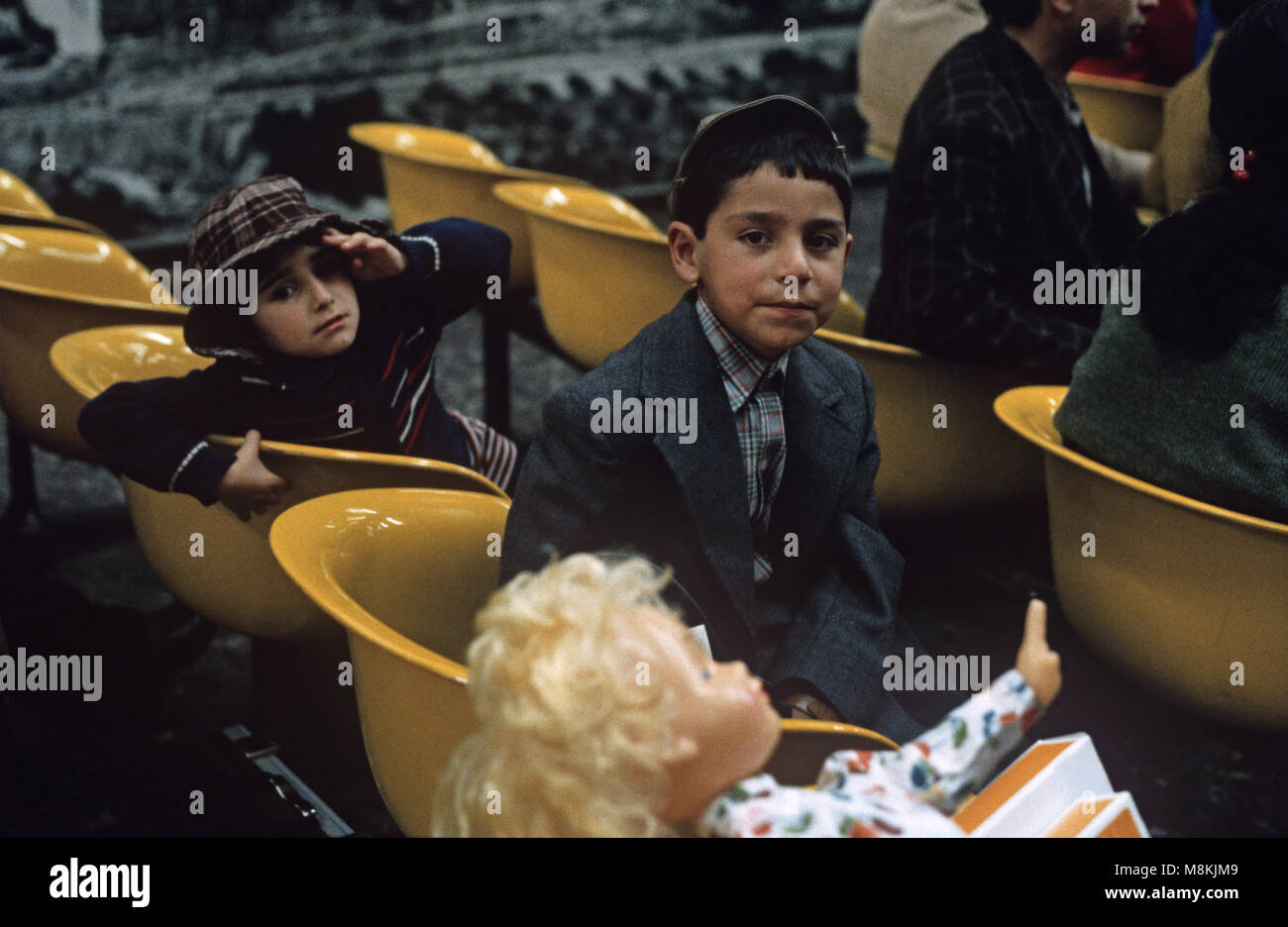 Young Georgian Jews arriving at Tel Aviv airport, Israel - 1980 Stock ...