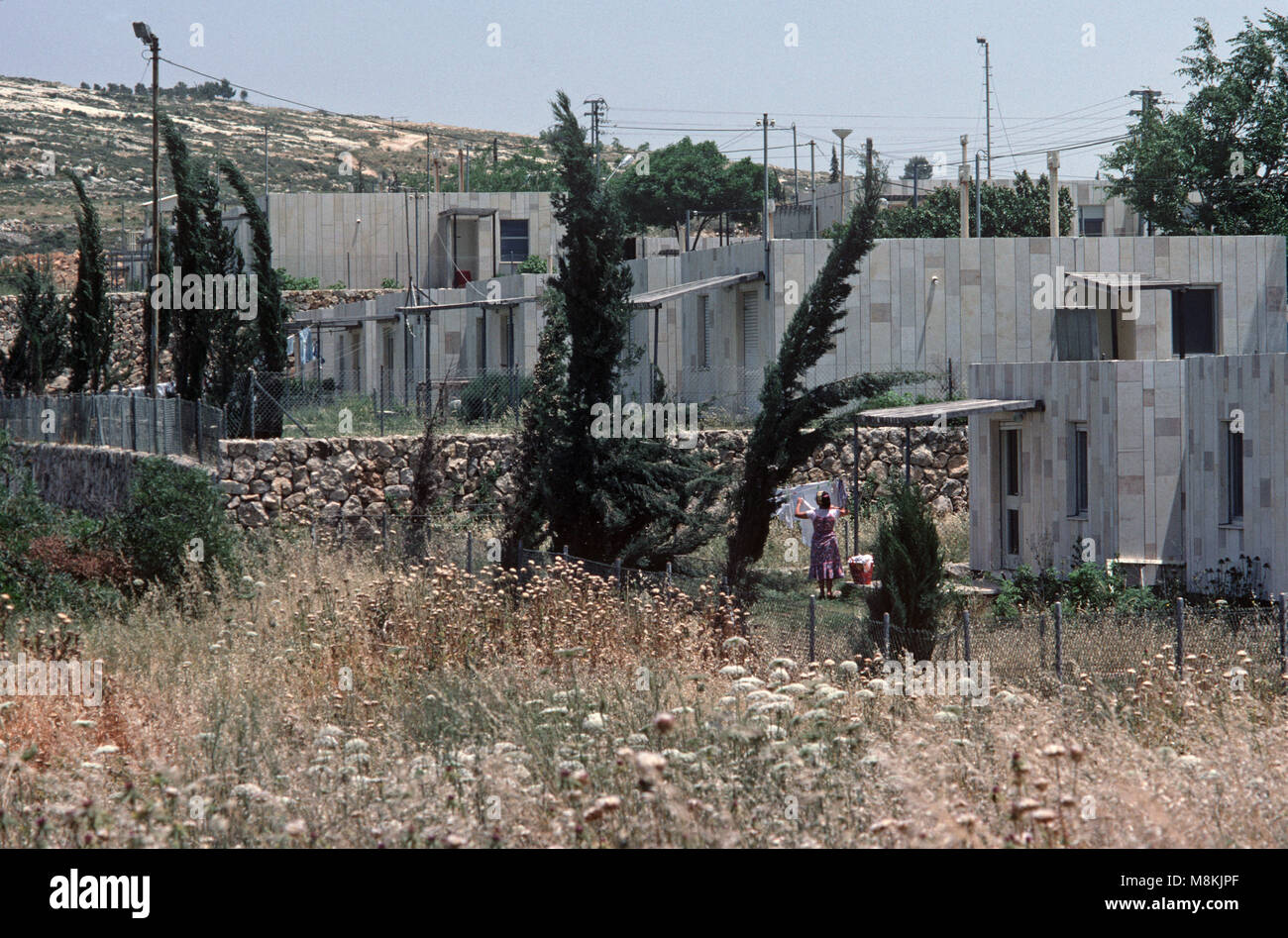 Hanging out laundry in Mevaseret Zion, township in Jerusalem suburbs ...