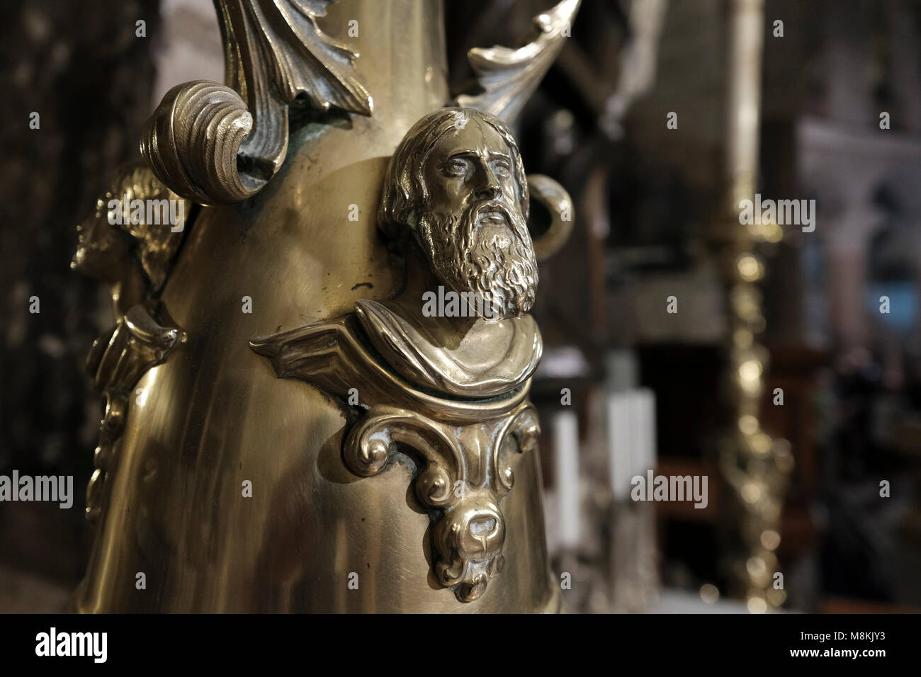 Bronze figure decorating the large candlestick in Chapel of Mary ...