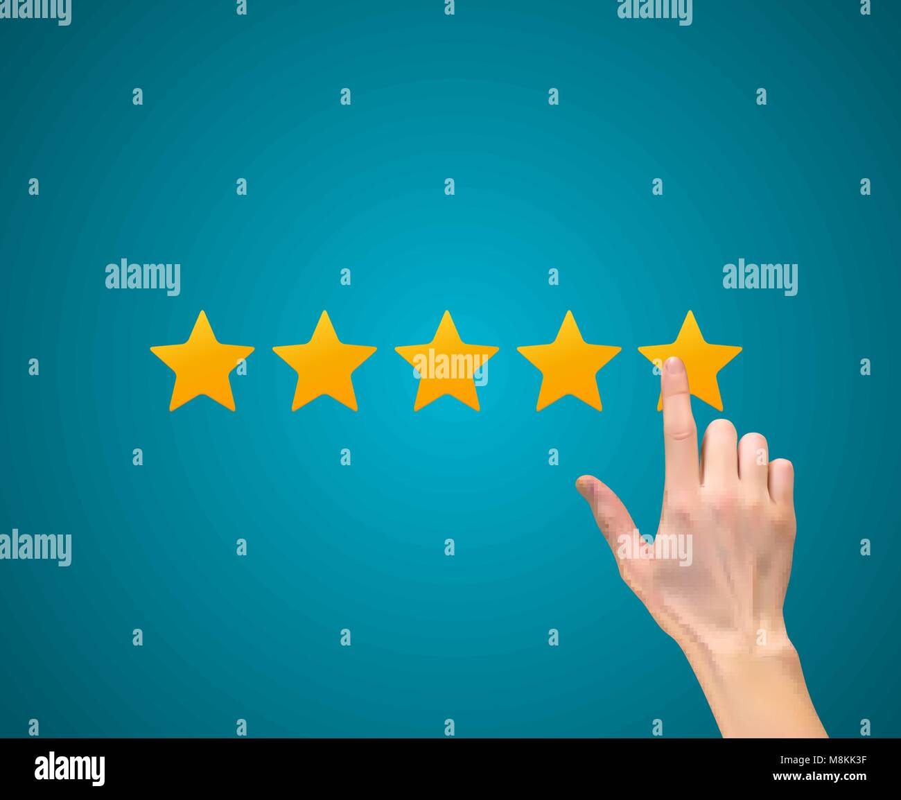 Flat Design Hand with Star Rating. Evaluation System and Positive ...