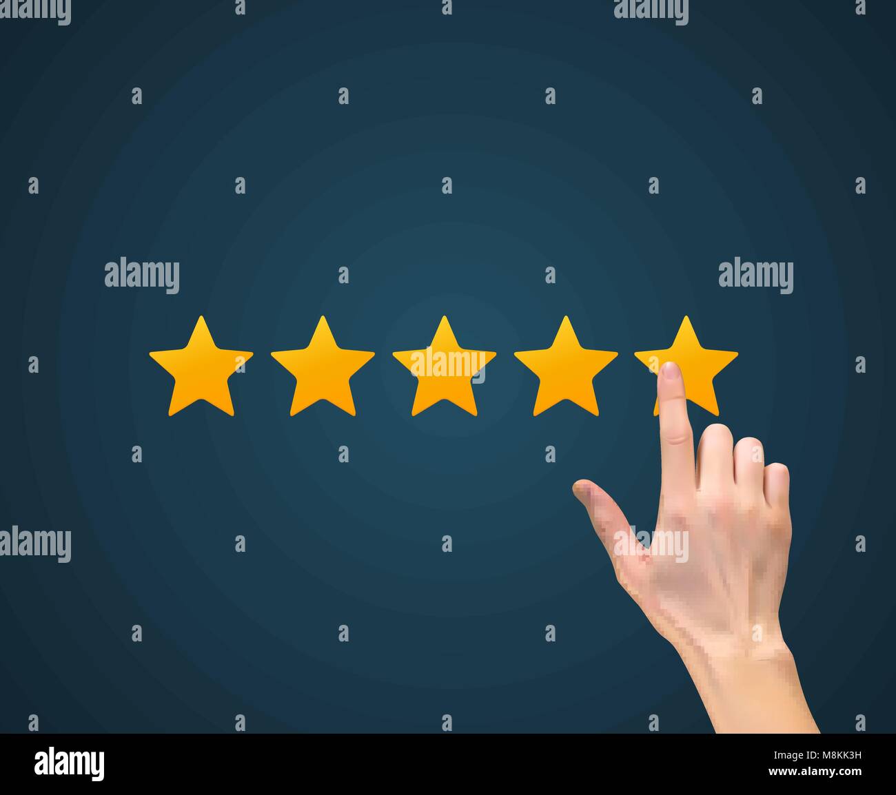 Flat Design Hand with Star Rating. Evaluation System and Positive ...