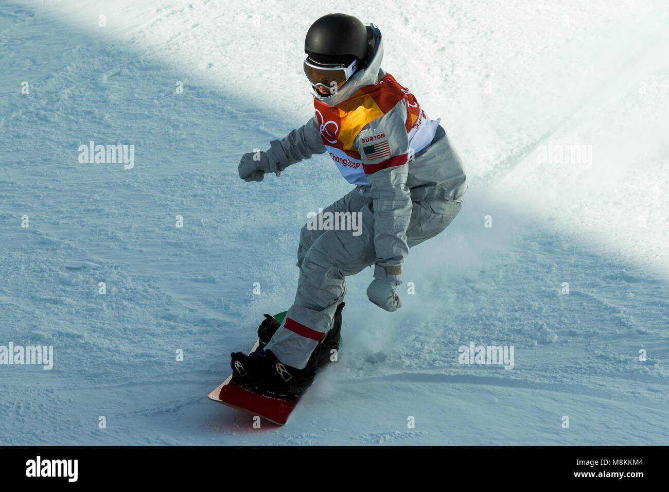 Kelly Clark (USA) competing in the Snowboard Ladies Halfpipe final at ...