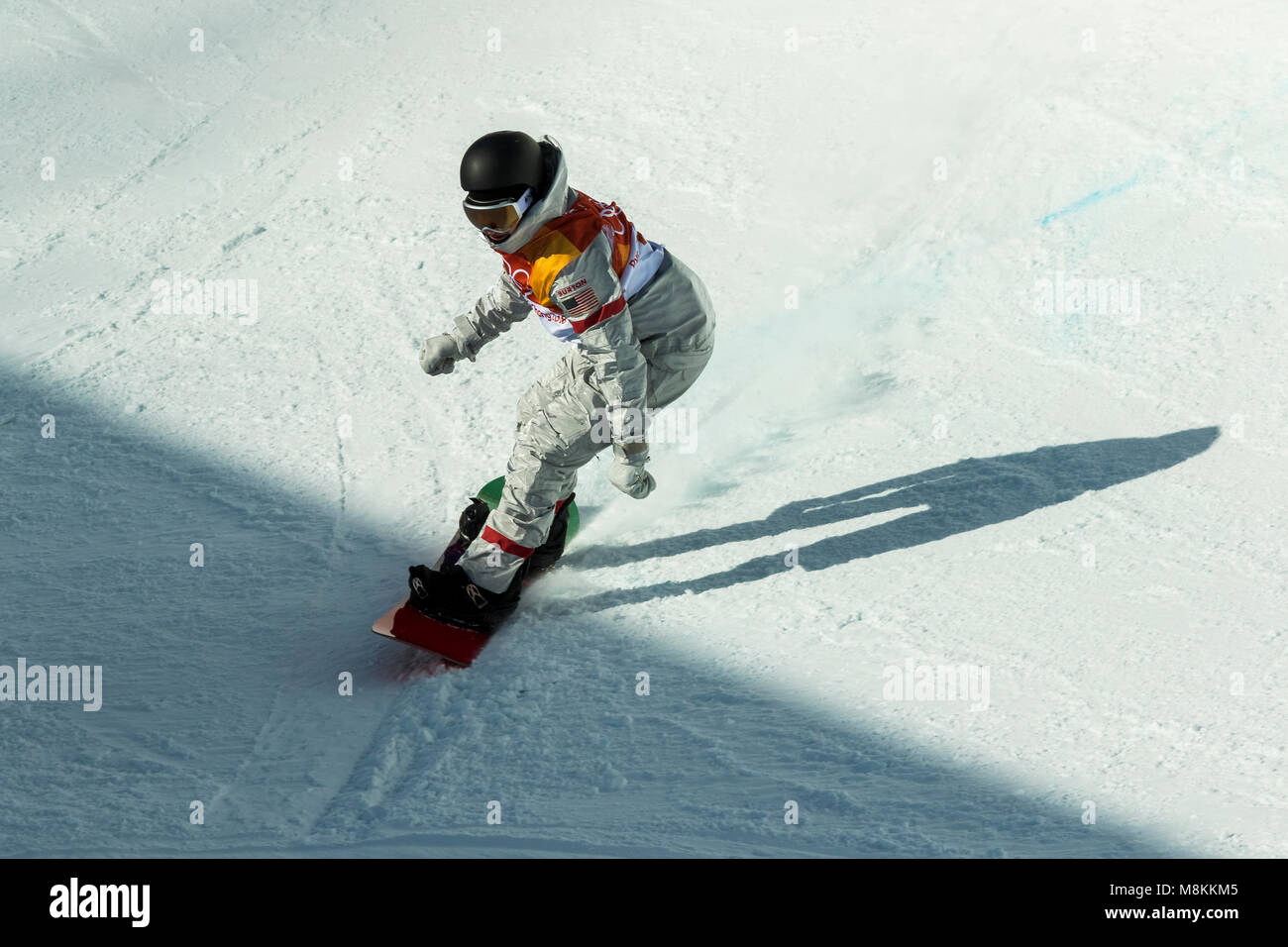 Kelly Clark (USA) competing in the Snowboard Ladies Halfpipe final at ...