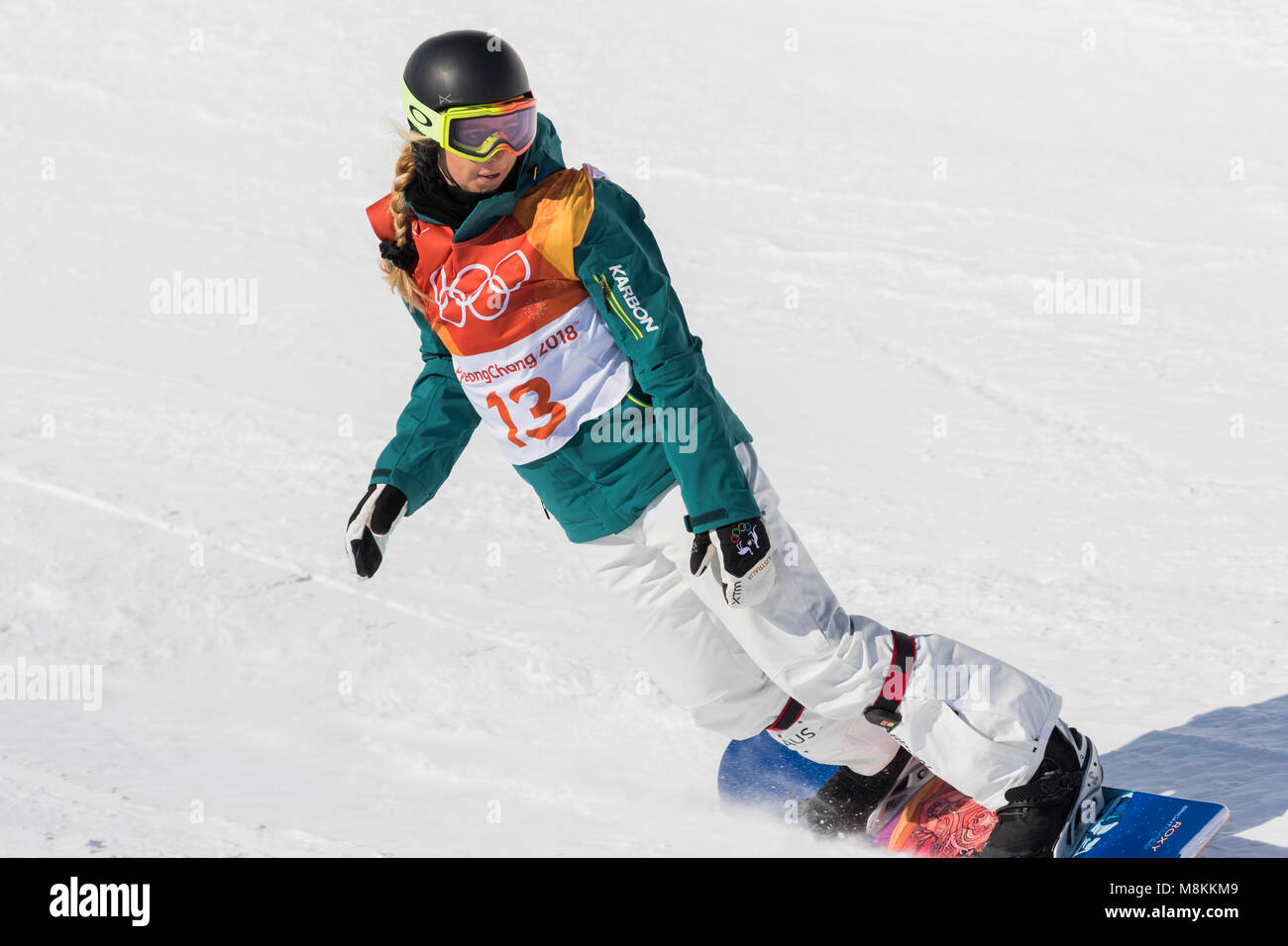 Emily Arthur (AUS) competing in the Snowboard Ladies Halfpipe at the ...