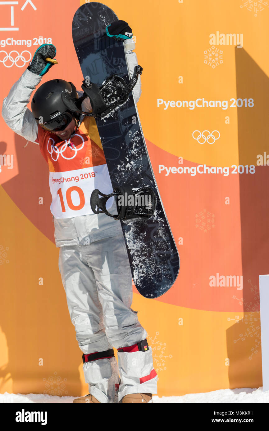 Arielle Gold (USA) bronze medal winner competing in the Snowboard ...