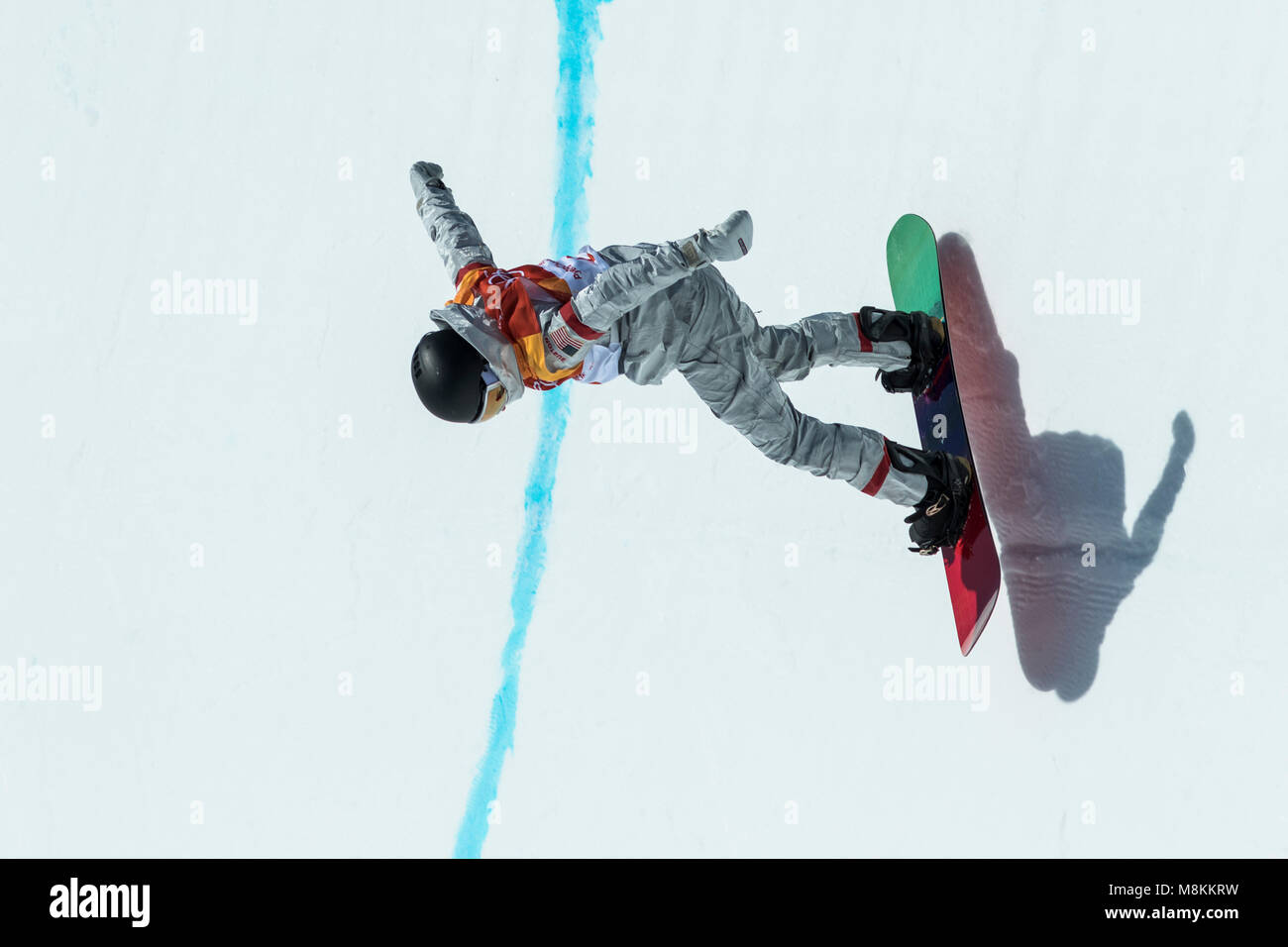 Kelly Clark (USA) competing in the Snowboard Ladies Halfpipe finals at ...