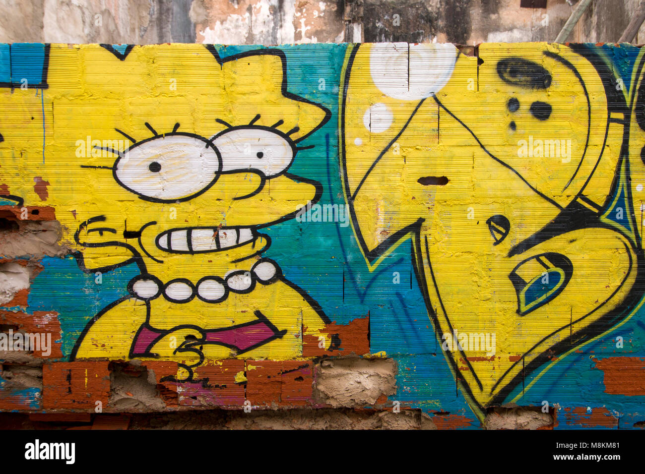 FARO, PORTUGAL: 4th of March, 2018 - Graffiti of Lisa Simpson character ...