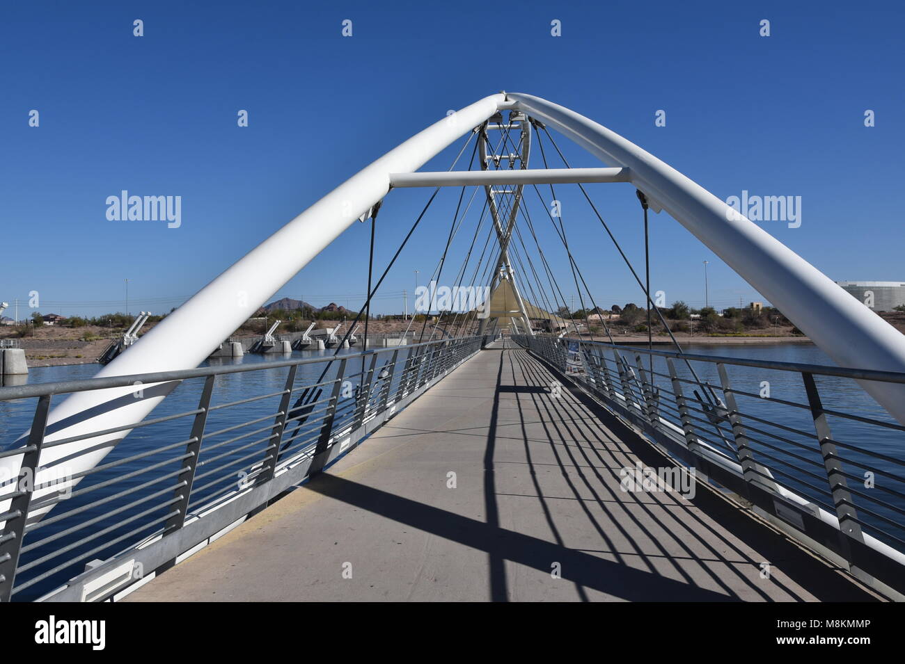 Pedestrian bridge over Tempe Town Lake Tempe Arizona Stock Photo - Alamy