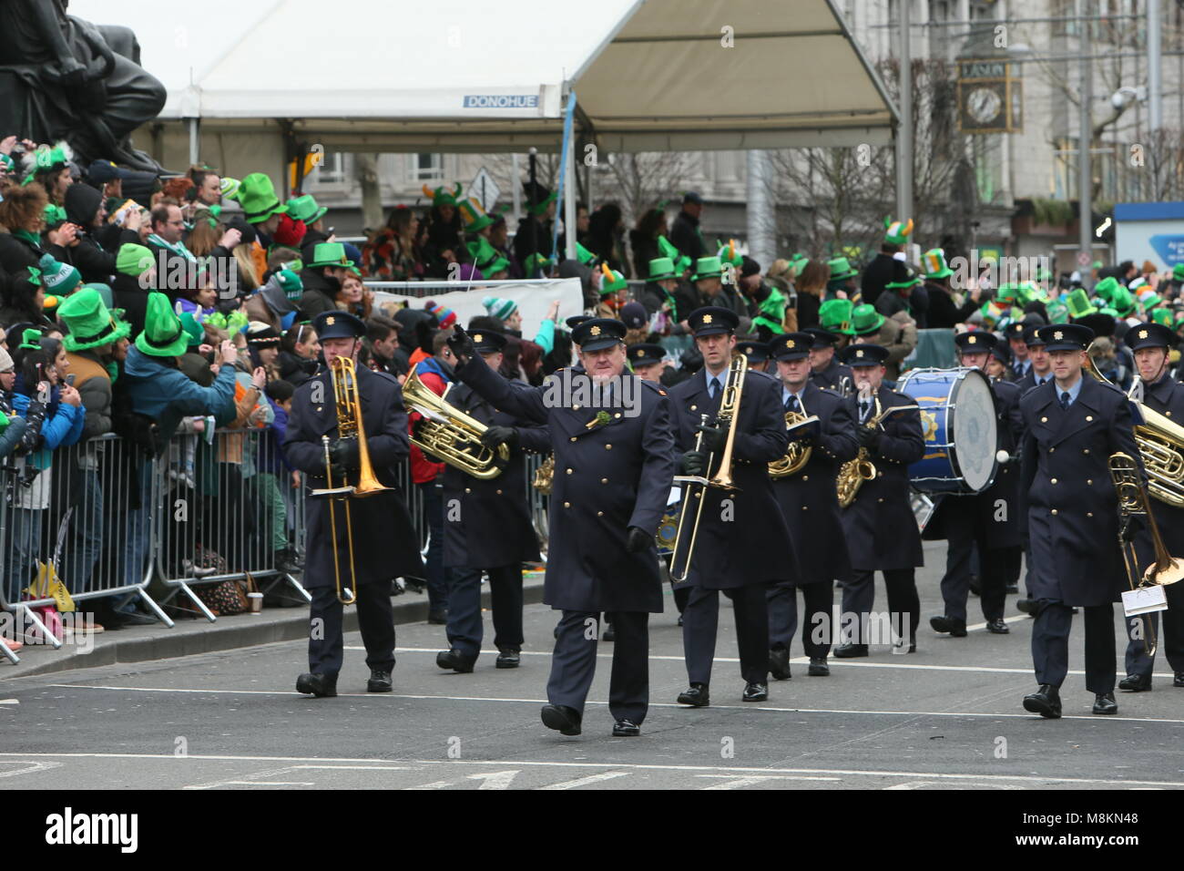 The Garda Siochana band. Image from Dublin city centre during the Saint ...