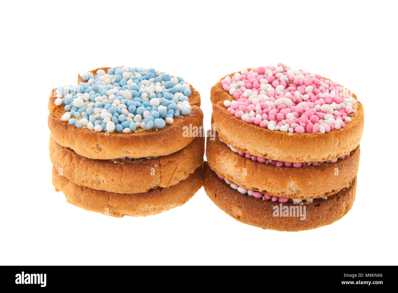 Dutch tradition, biscuits with pink or blue mice by child birth Stock ...